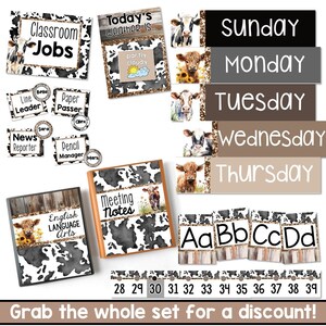 Cow Print Farmhouse Clock Label Numbers in 5 Minute Intervals ...