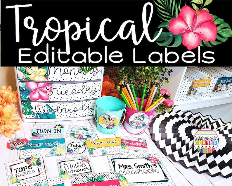 Editable Tropical Classroom Labels Tropical Classroom Decor - Etsy