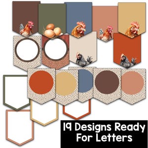 Editable Chicken Bunting Bulletin Board Banner Letters Farmhouse ...