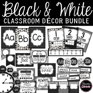 Modern Black and White Classroom Decor Bundle Classroom Bulletin Board ...