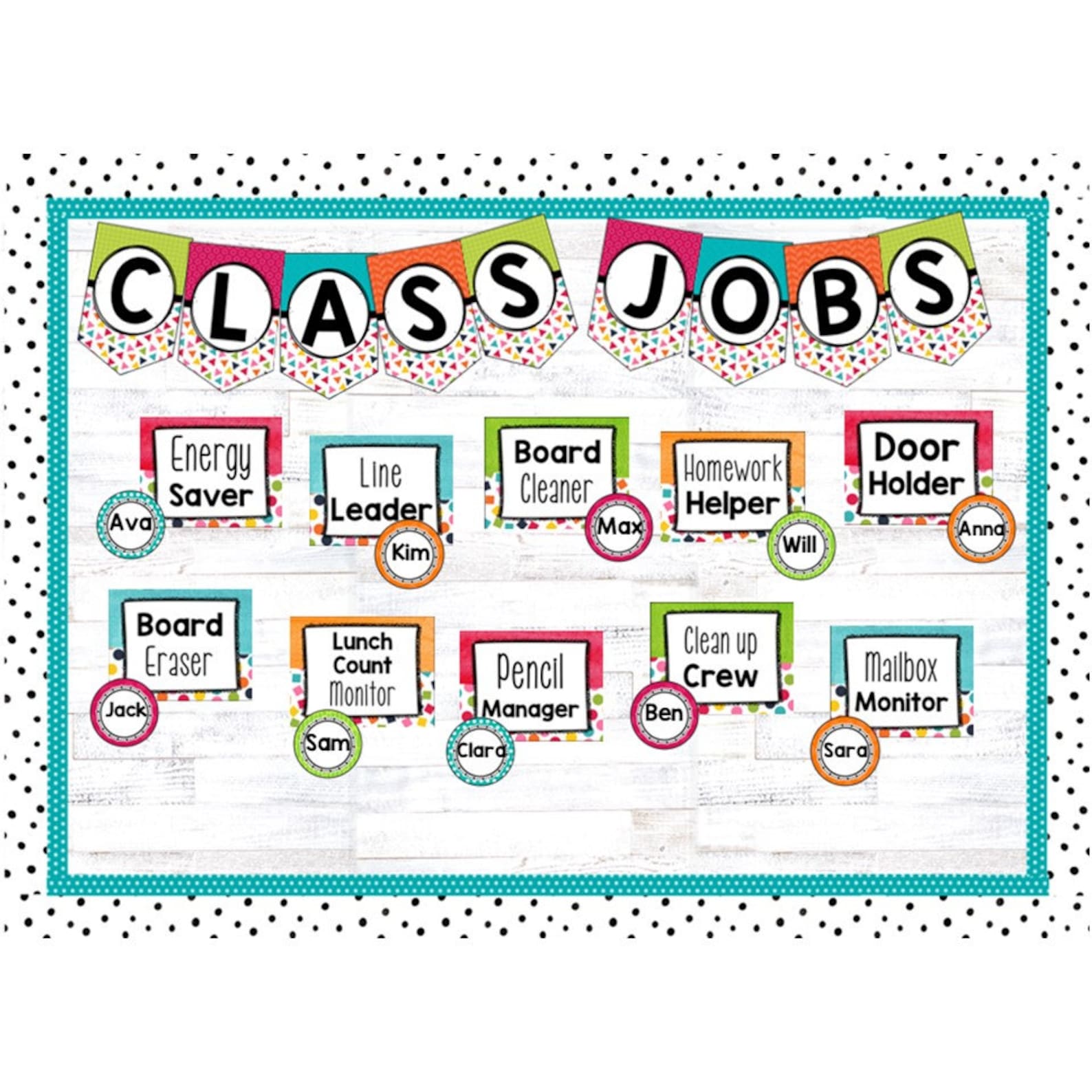 Editable Classroom Jobs Chart Template Confetti Rainbow Classroom Decor ...