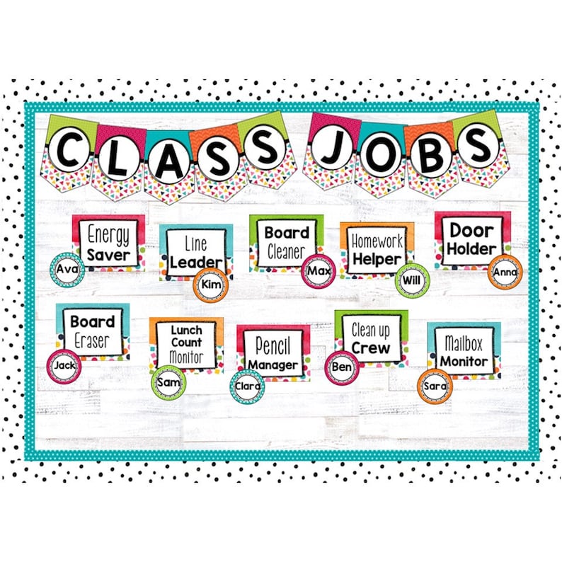 Editable Classroom Jobs Chart Template Confetti Rainbow Classroom Decor ...