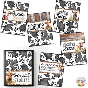 Editable Cow Print Binder Covers and Spines Farmhouse Classroom Decor ...