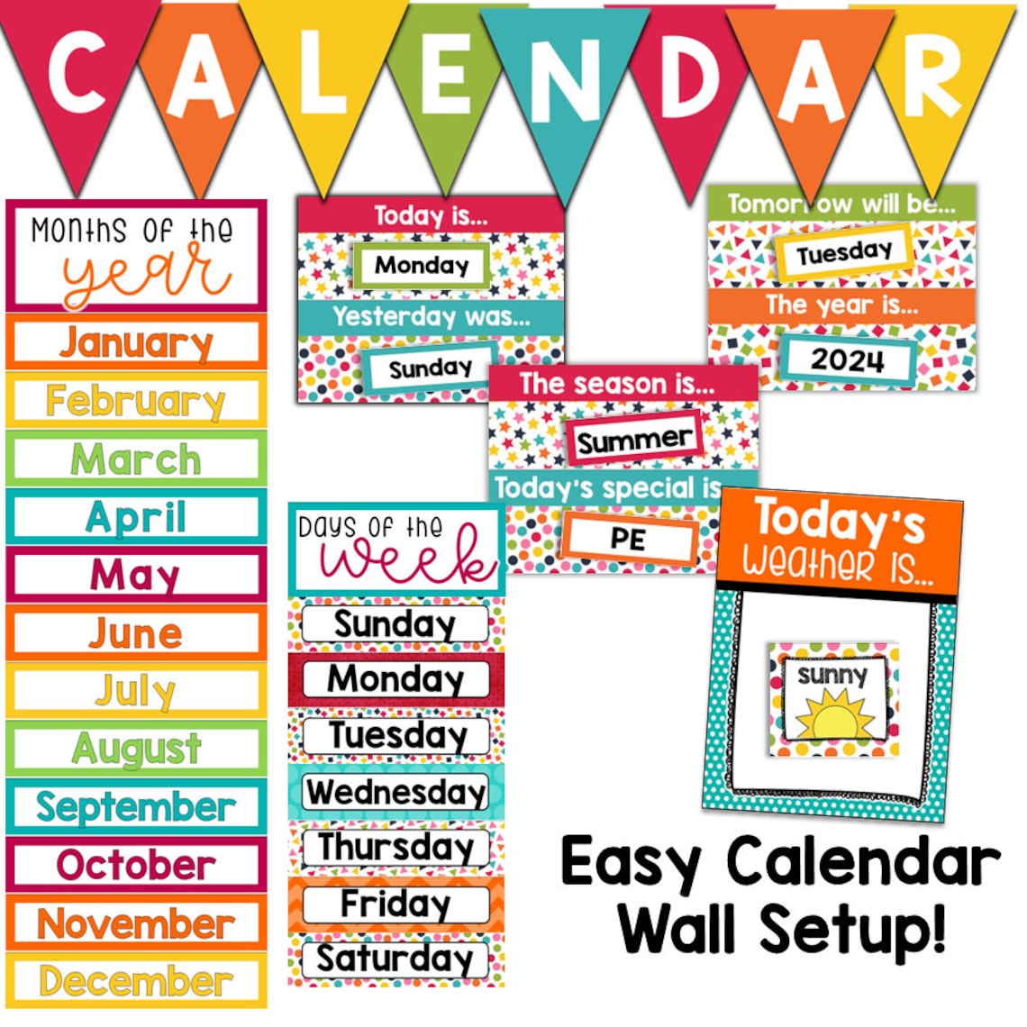 Confetti Rainbow Classroom Decor Bundle | Classroom Bulletin Board ...