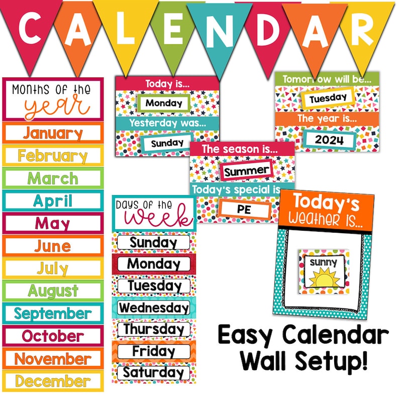 Confetti Rainbow Classroom Decor Bundle | Classroom Bulletin Board ...