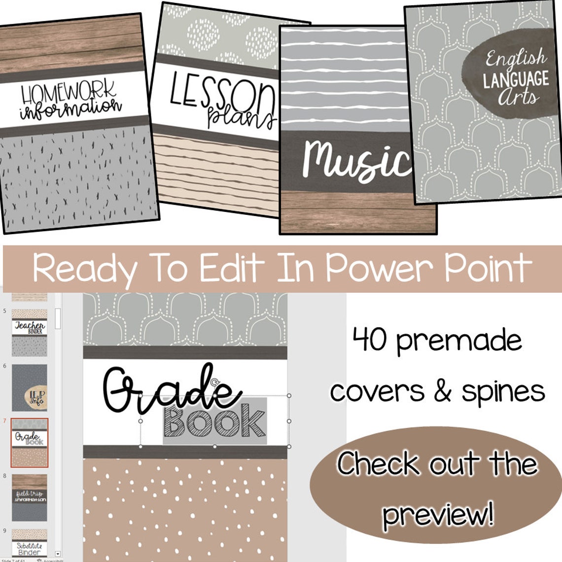 Editable Binder Covers and Spines Neutral Boho Classroom Decor ...