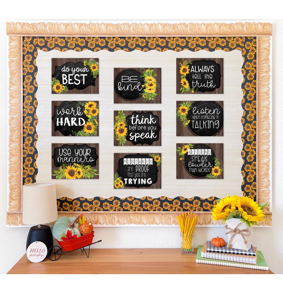 Editable Classroom Rules Posters Sunflower Farmhouse Classroom Decor ...