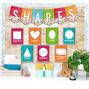 PRINTABLE Shape Posters and Charts | Confetti Rainbow Classroom Decor ...