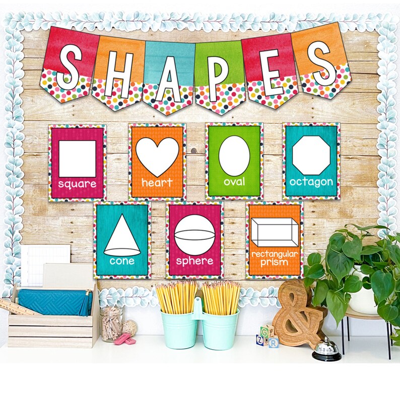 PRINTABLE Shape Posters and Charts Confetti Rainbow Classroom Decor 2D ...
