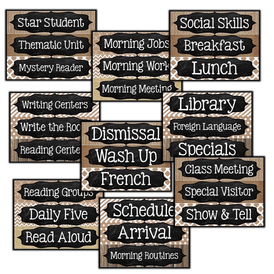 Editable Daily Schedule Cards Farmhouse Classroom Decor Farmhouse ...