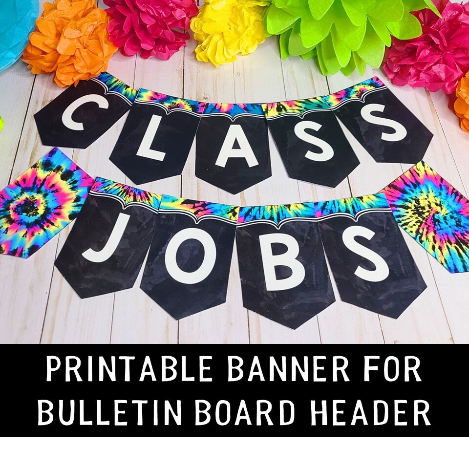 Editable Classroom Jobs Chart Template Tie Dye Retro - Etsy