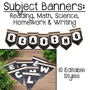 Editable Farmhouse Bunting Bulletin Board Banner Letters | Neutral ...