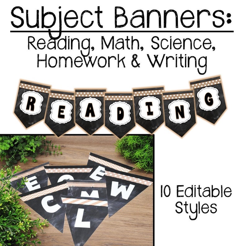 Editable Farmhouse Bunting Bulletin Board Banner Letters Neutral ...