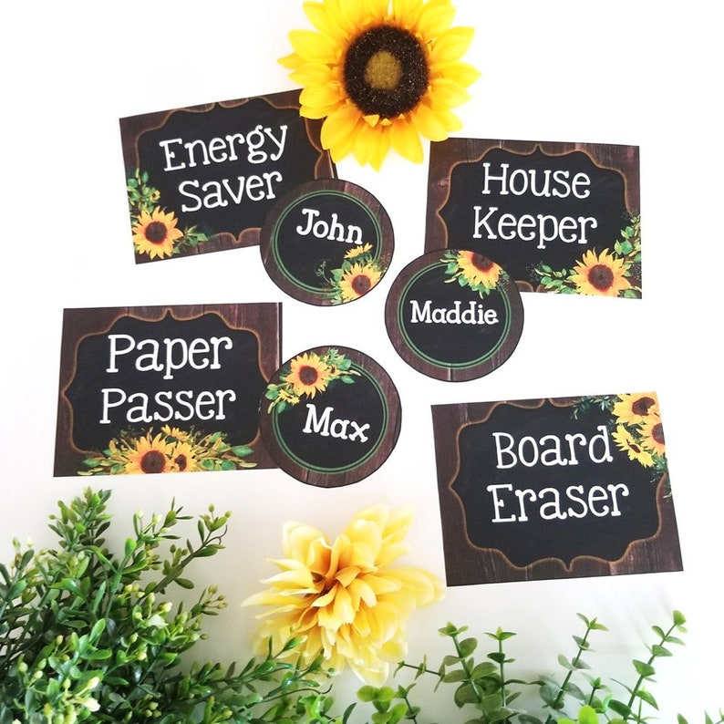 Editable Classroom Jobs Chart Template Sunflower Farmhouse - Etsy