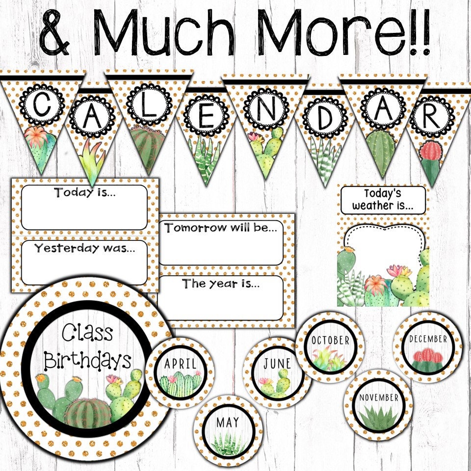 Cactus Succulent Classroom Calendar & Weather Display Set Cactus ...