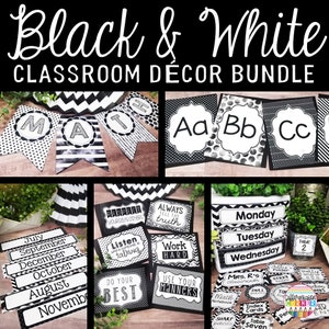 Modern Black and White Classroom Decor Bundle Classroom Bulletin Board ...