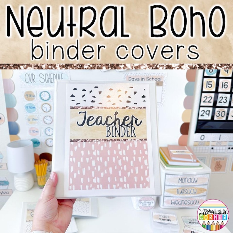 Editable Binder Covers and Spines | Neutral Boho Classroom Decor ...