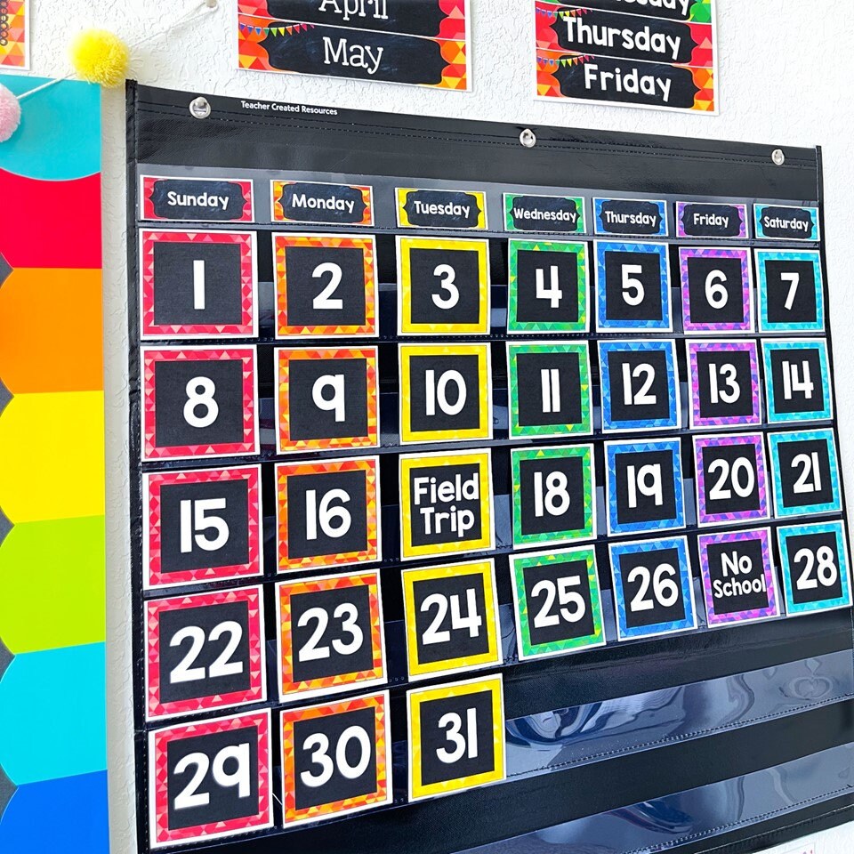 Classroom Calendar Birthday & Weather Display Set Rainbow Classroom ...