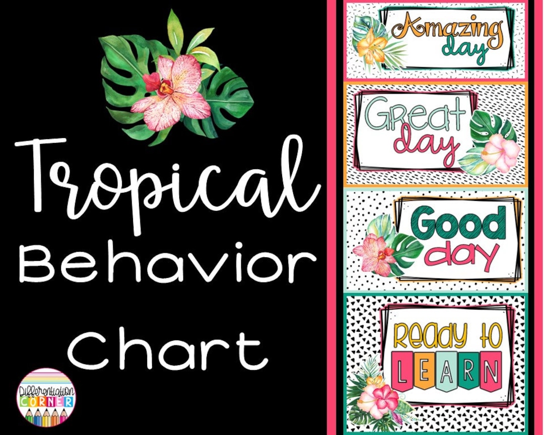 Printable Behavior Clip Chart, Tropical Classroom Decor, Editable ...