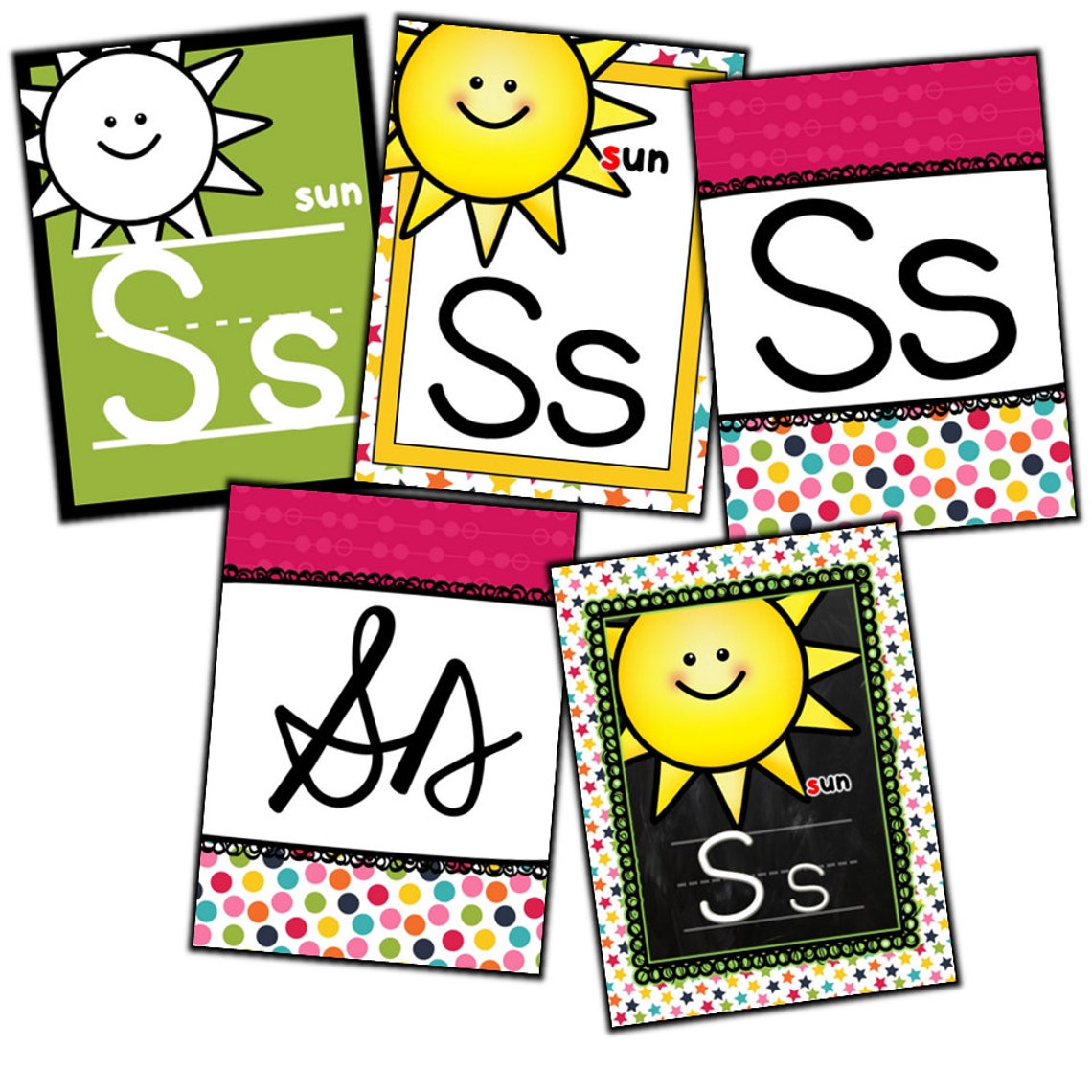 Alphabet Posters With Pictures for the Classroom Confetti Rainbow ...