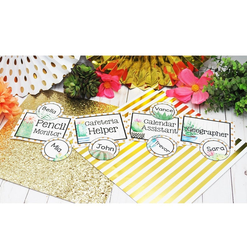 Editable Classroom Jobs Chart Template Cactus and Succulent Classroom ...