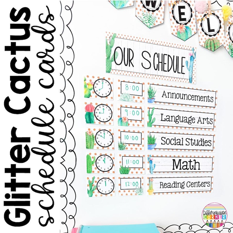 Editable Cactus Succulent Daily Schedule Cards Plant Classroom Decor ...