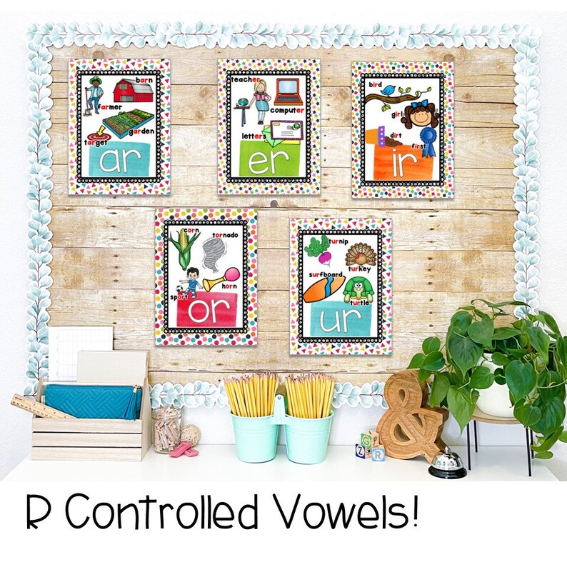 Confetti Rainbow Phonics Posters Vowel Valley Sound Wall Science of ...