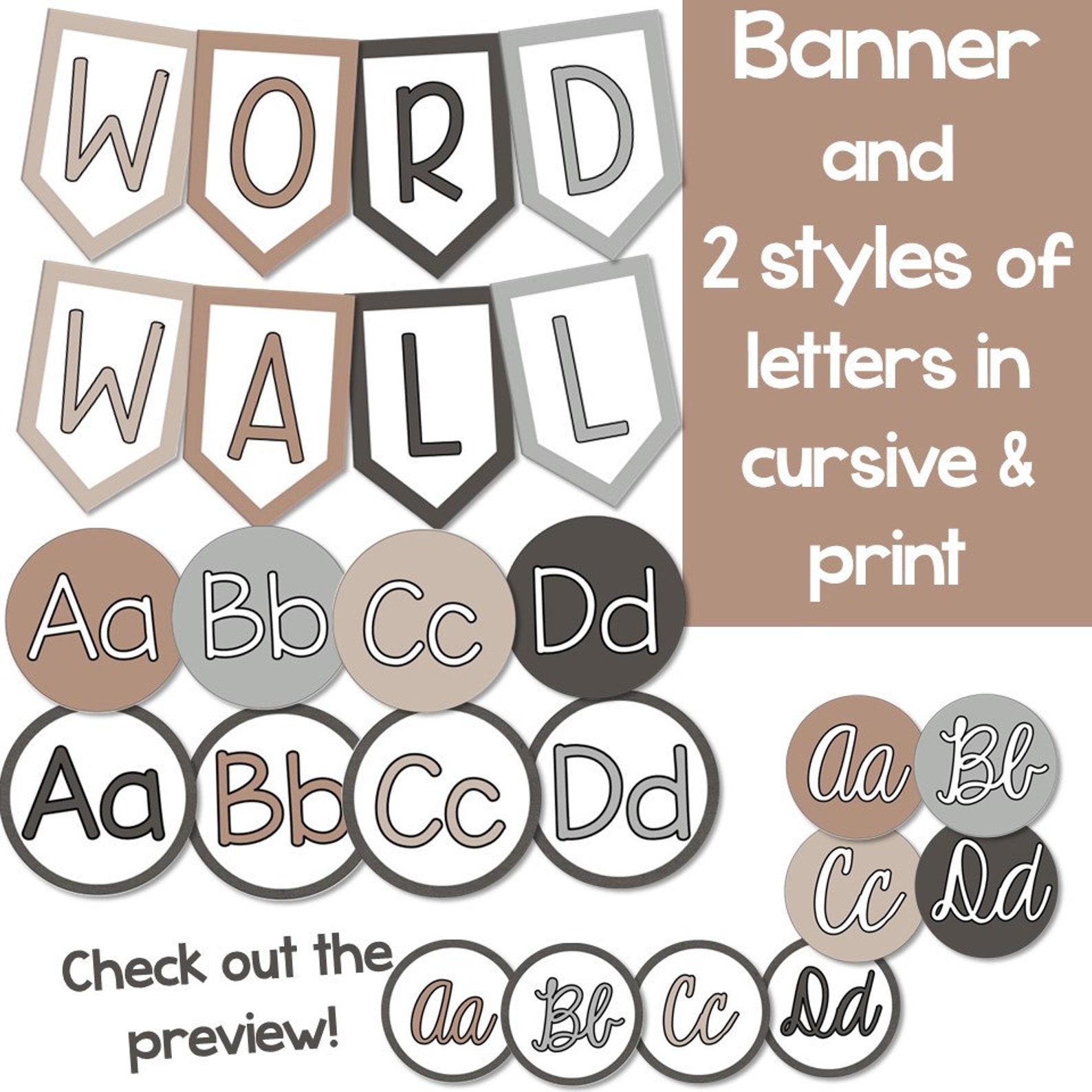 Classroom Word Wall Display Editable Neutral Boho Classroom Decor Word ...