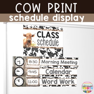 Editable Daily Schedule Cards Cow Print Farmhouse Classroom Decor ...