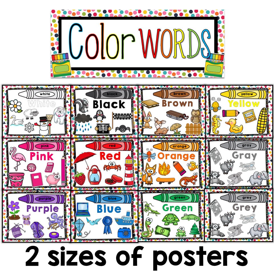 PRINTABLE Color Posters Pack Confetti Rainbow Classroom - Etsy