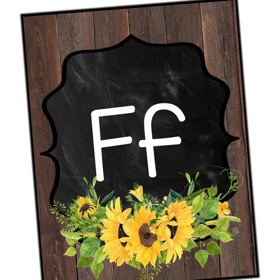Alphabet Posters for the Classroom Sunflower Farmhouse Classroom Decor ...