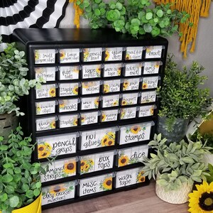 Teacher Tool Box Labels, Sunflower Modern Farmhouse Teacher Toolbox ...