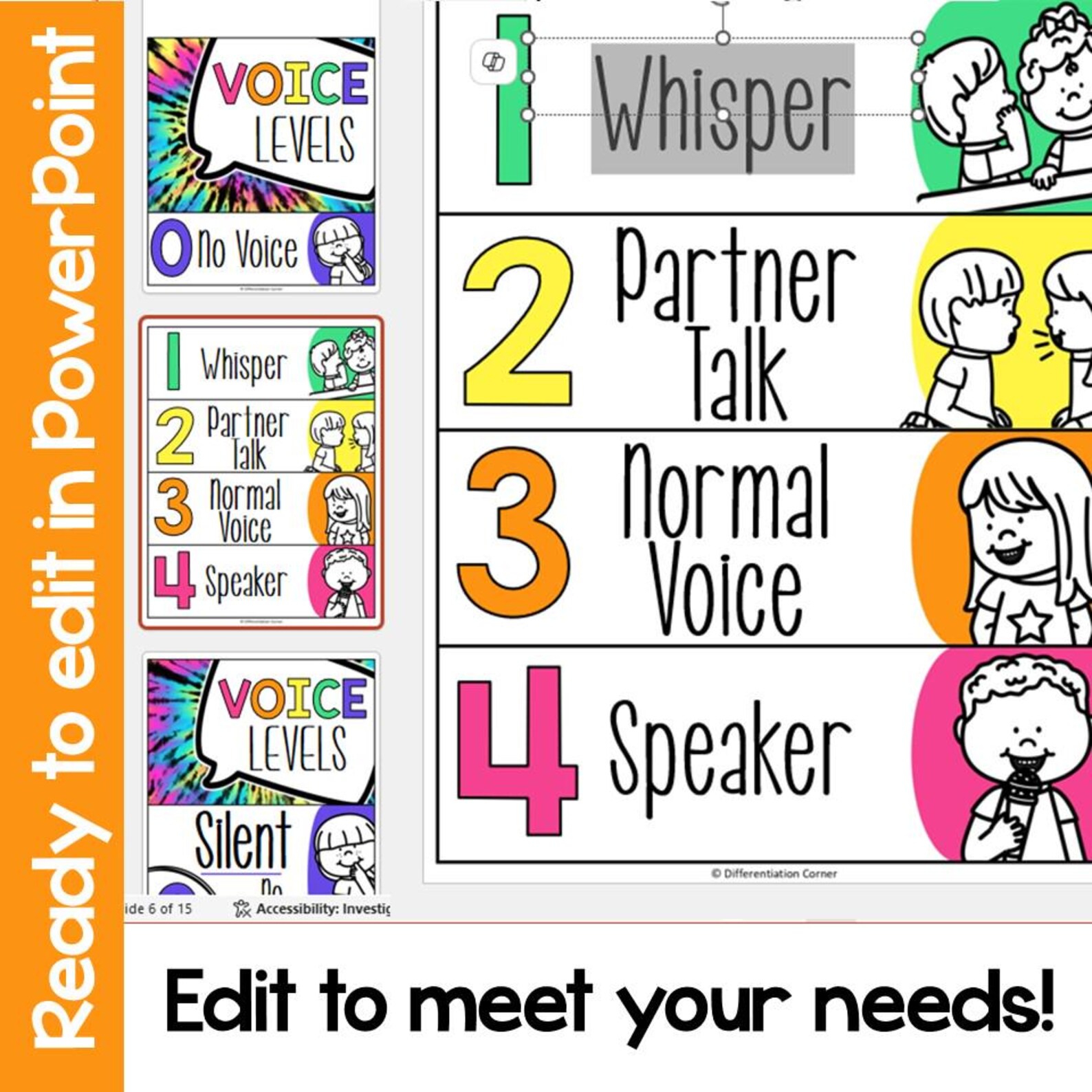 Printable Voice Level Chart Posters Colorful Classroom Decor Editable ...