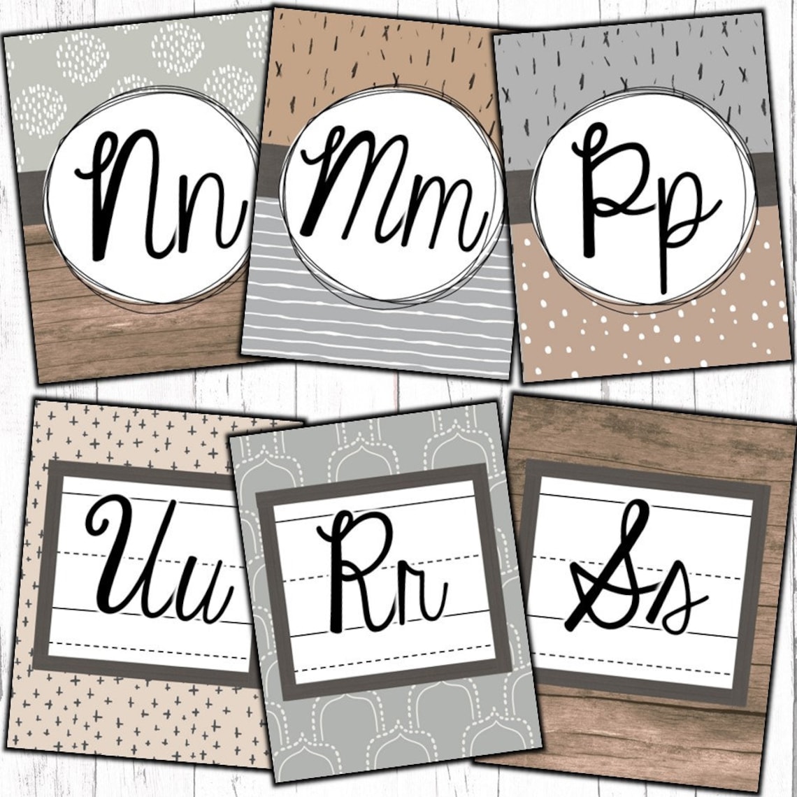 2 Cursive Alphabet Posters for the Classroom Boho Neutral Classroom ...