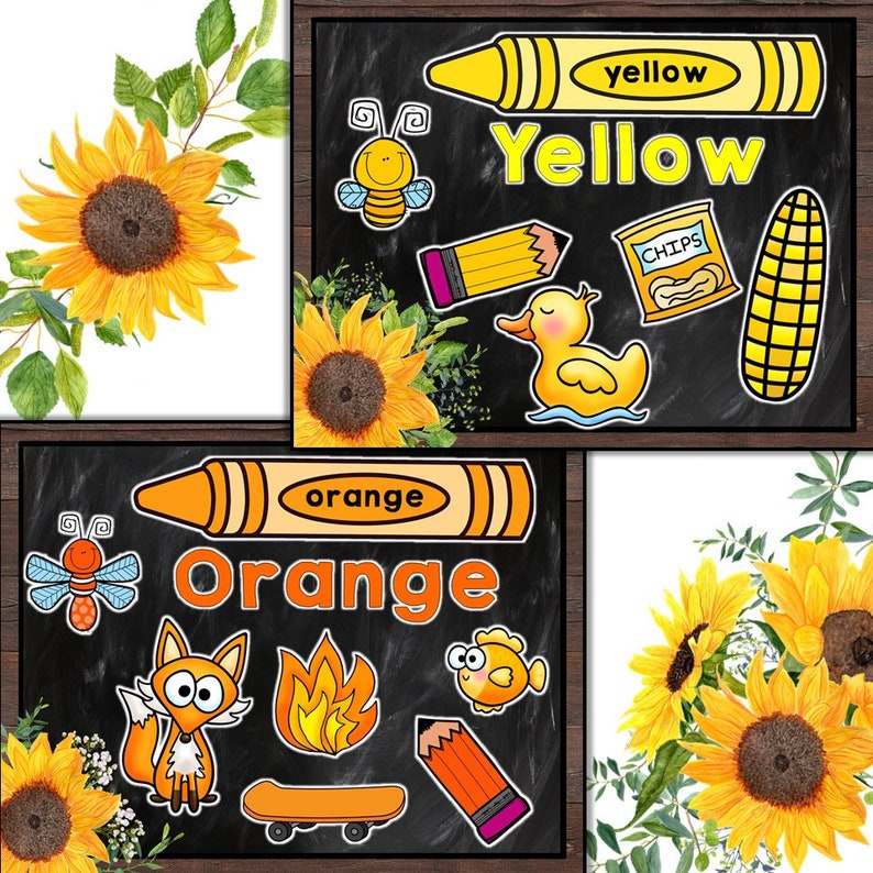 PRINTABLE Color Posters Pack Sunflower Farmhouse Classroom - Etsy