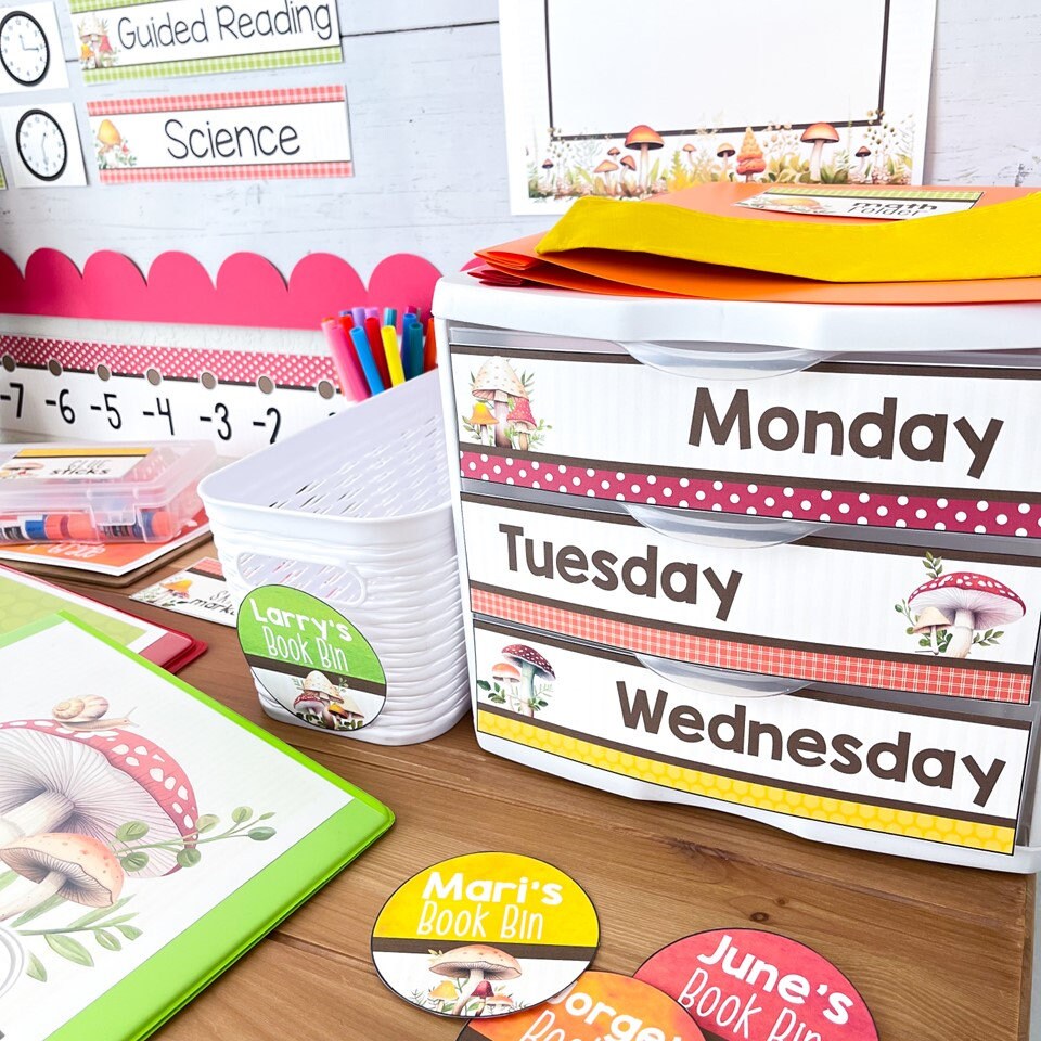Editable Mushroom Classroom Labels Mushroom Retro Classroom Decor ...
