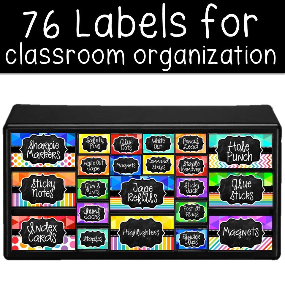 Rainbow Teacher Tool Box Labels Rainbow Classroom Decor Teacher Toolbox ...