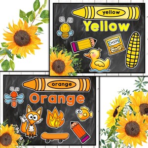 PRINTABLE Color Posters Pack | Sunflower Farmhouse Classroom Decor ...