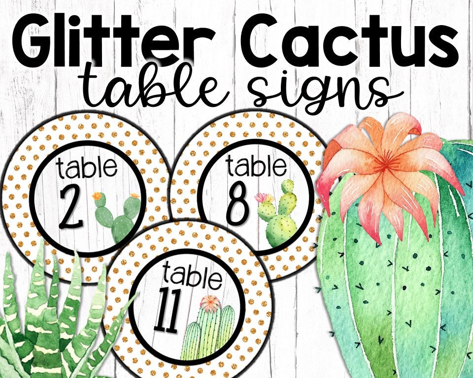 PRINTABLE Cactus Table Numbers Cactus Classroom Decor Classroom Table ...