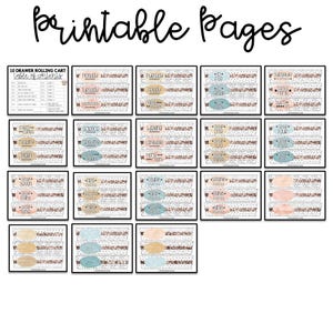 10 Drawer Cart Labels Editable Neutral Boho Classroom Decor Neutral ...