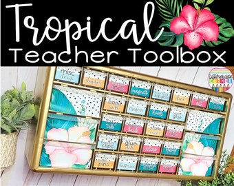 TROPICAL Teacher Toolbox Editable Tropical Classroom Decor - Etsy