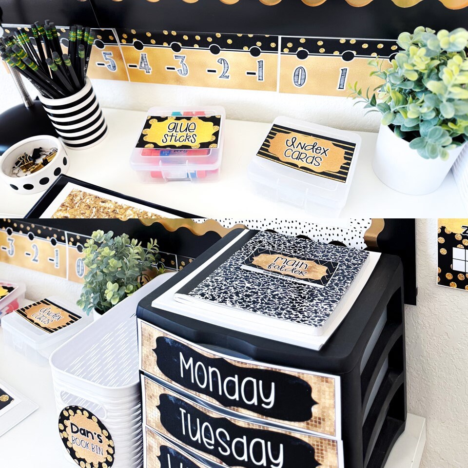 Editable Black and Gold Classroom Labels Black and Gold Classroom Decor ...