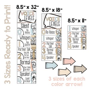 Neutral Boho Colors Printable Voice Level Chart Posters, Neutral Boho ...