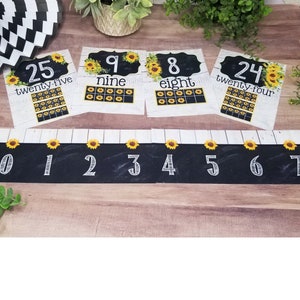 Number Posters 0-30 Number Line With Negative Numbers Sunflower ...