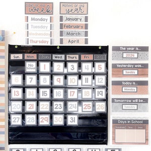 Boho Classroom Calendar Set & Weather Display | Boho Neutral Classroom ...