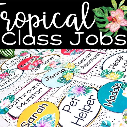 Editable Classroom Jobs Chart Template Tropical Classroom - Etsy