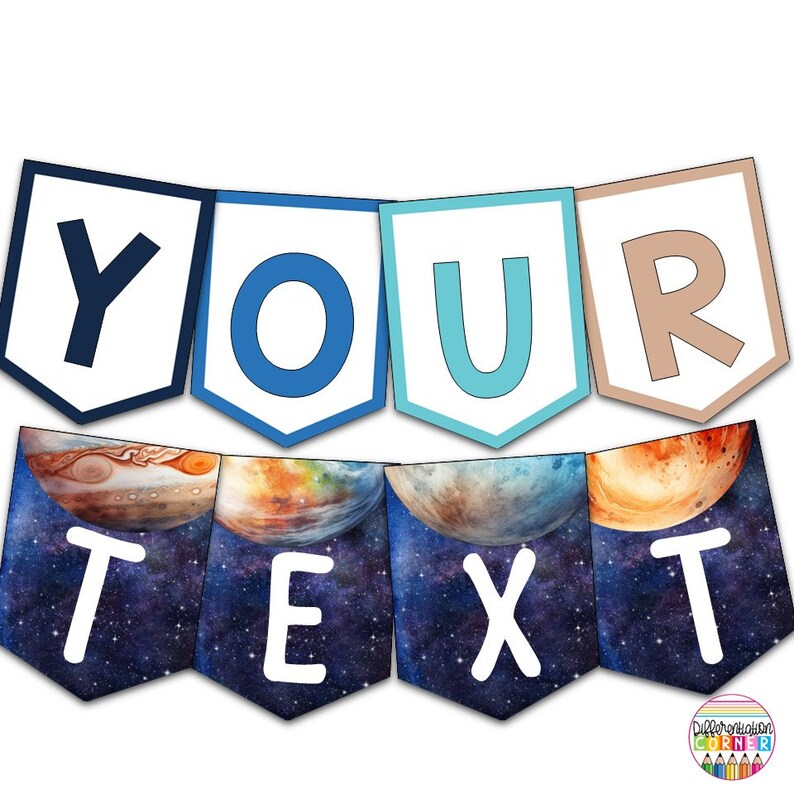 Editable Space Bunting Bulletin Board Banner Letters Space Classroom ...