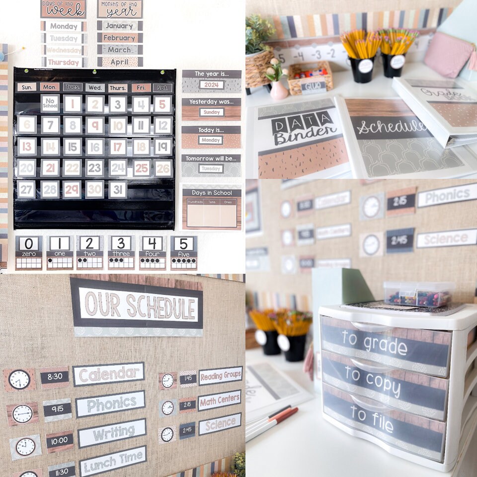 Modern Neutral Boho Classroom Decor Bundle | Classroom Bulletin Board ...