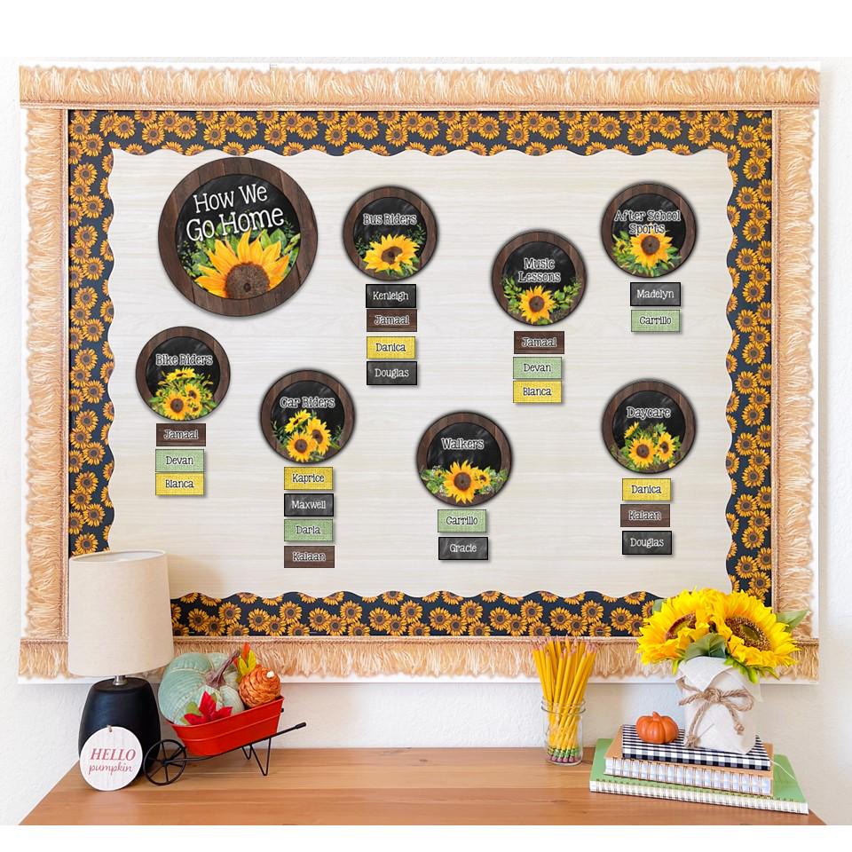 How We Go Home Dismissal Chart Template | Sunflower Farmhouse Classroom ...