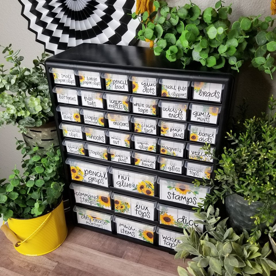 Teacher Tool Box Labels Sunflower Modern Farmhouse Teacher - Etsy